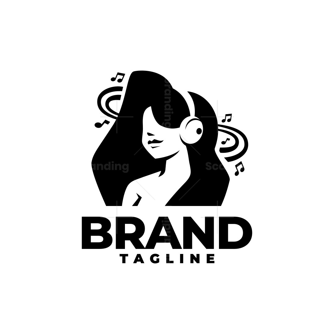 Headphone Music Girl Logo | Scalebranding