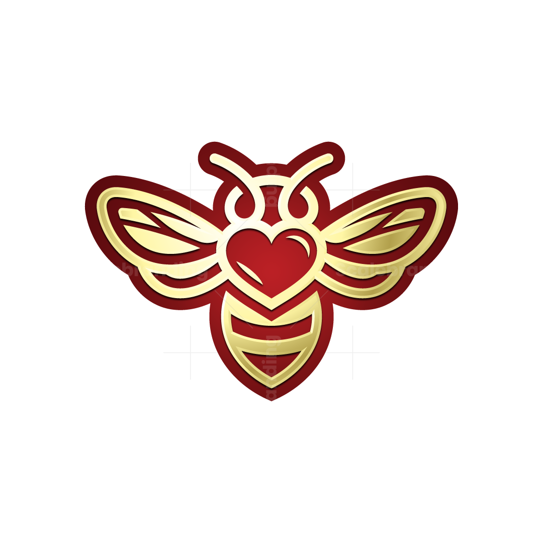 Bee love Shape Heart Exclusive Logo | Scalebranding