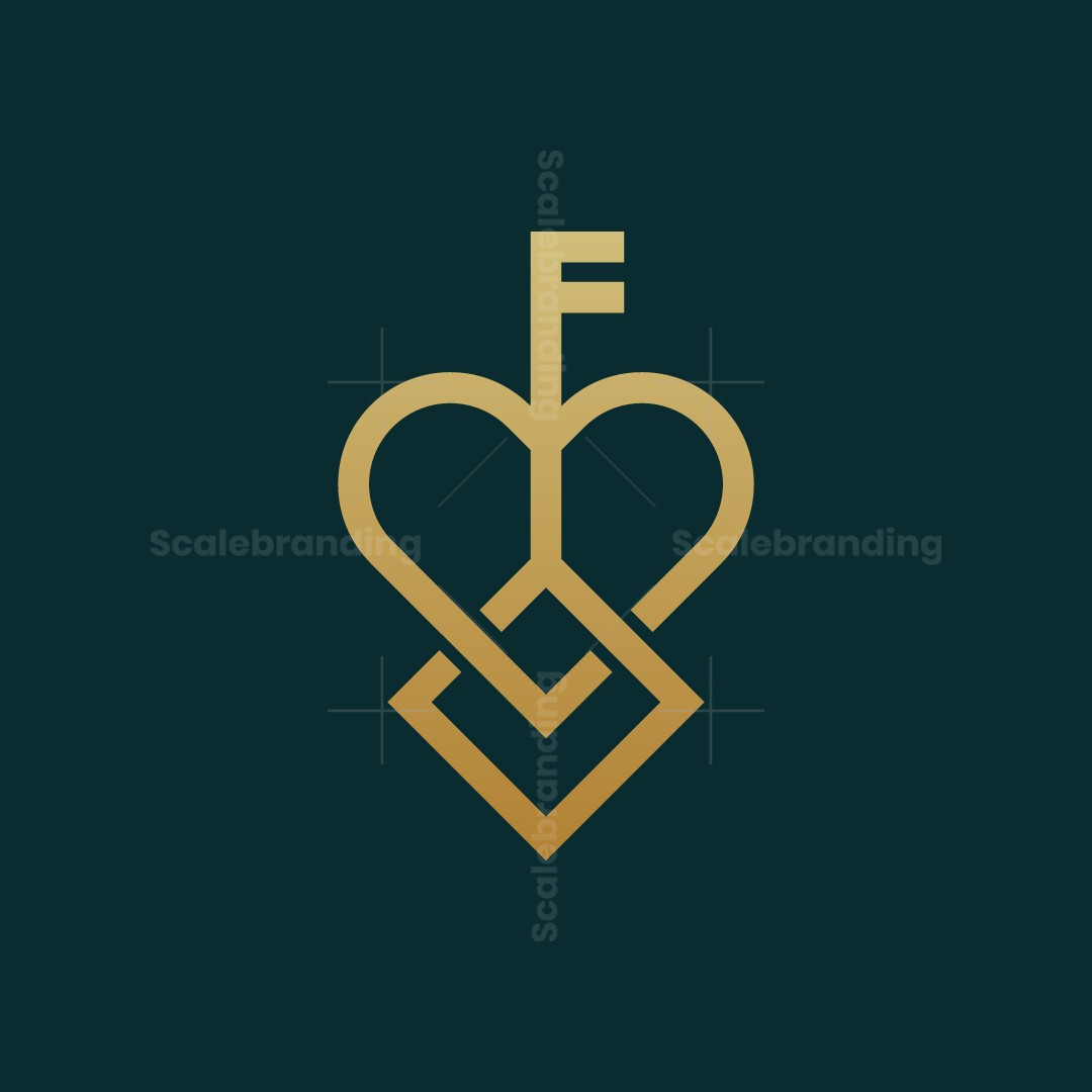 Heart Key Logo Golden Heart Key Logo