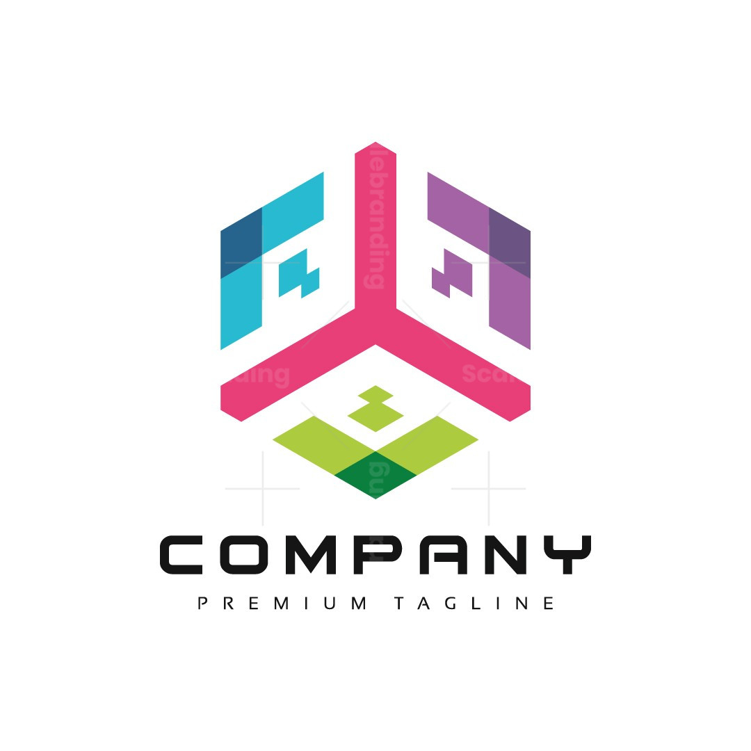 Hexagon Arrows Box Logo | Scalebranding