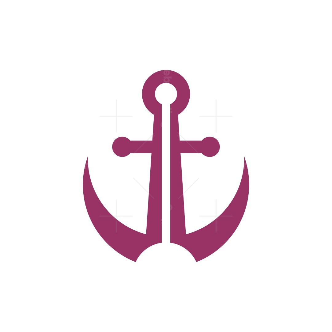 White Anchor No Background Single Realistic Shiny Steel Anchor With