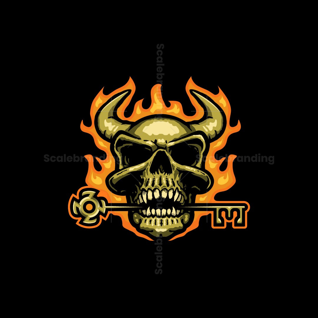 Key Fire Horns Skull Logo Fire Key Devil Logo | Scalebranding