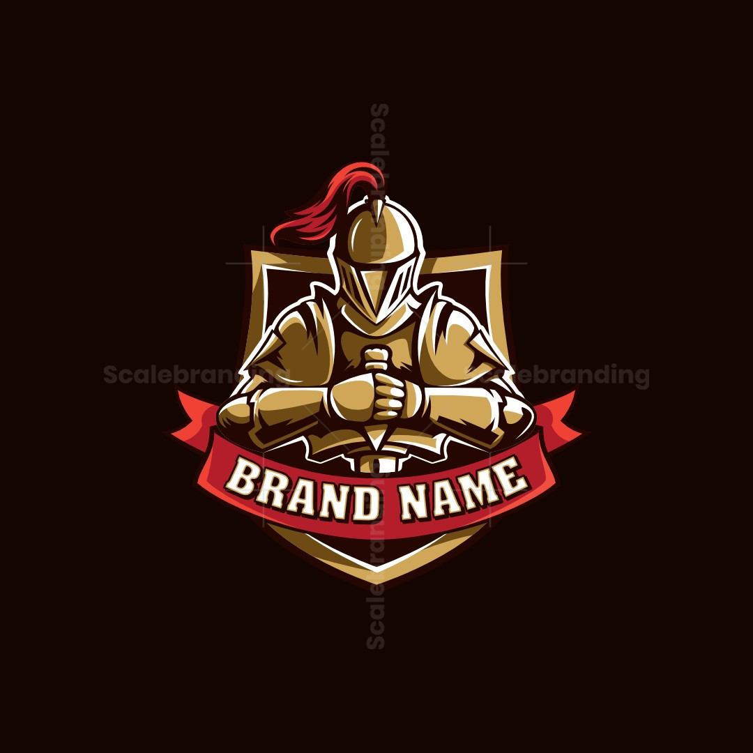 Golden Knight Warrior With A Sword Logo | Scalebranding