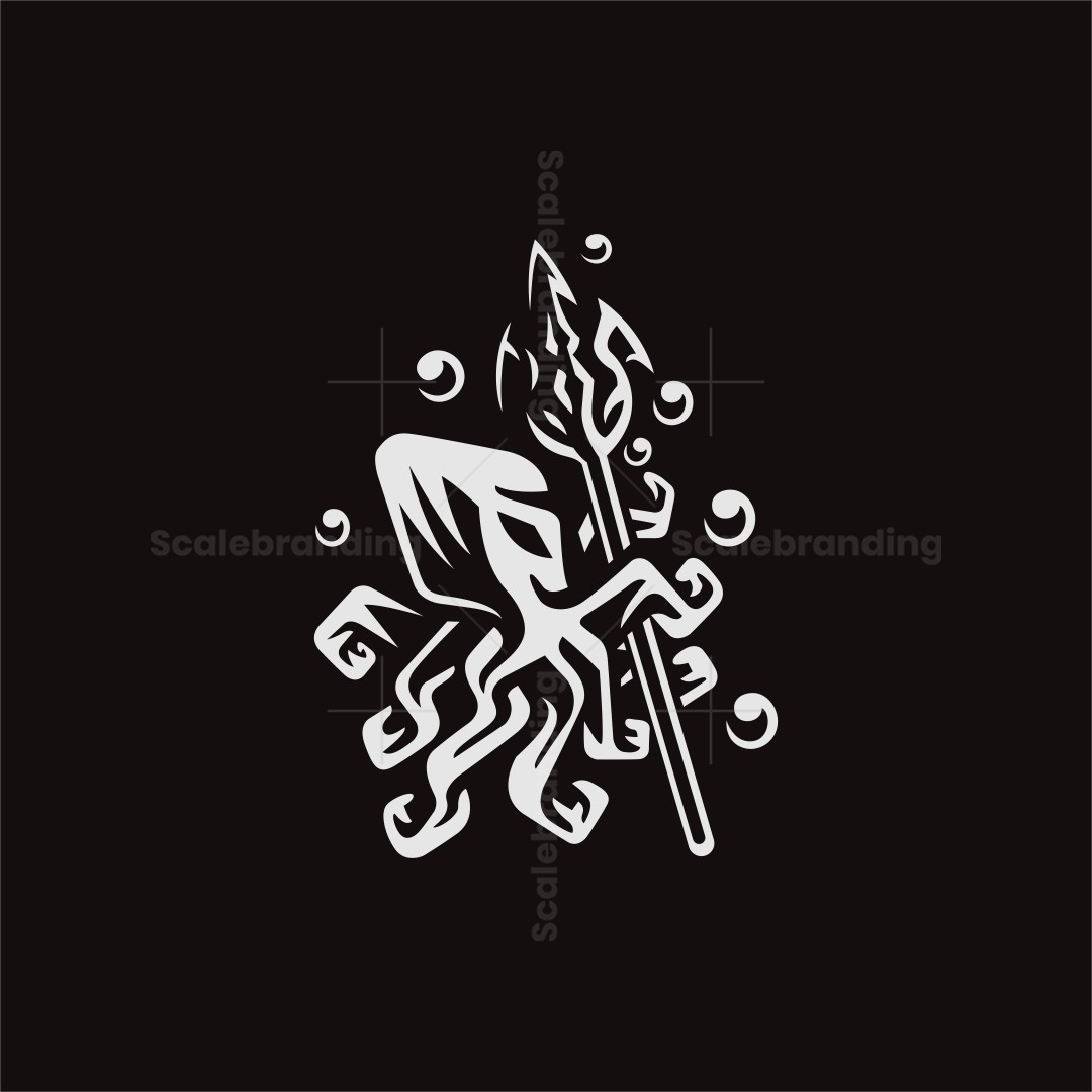 Kraken Stencil Premium Vector | Kraken Logo Octopus Head Skull Logo