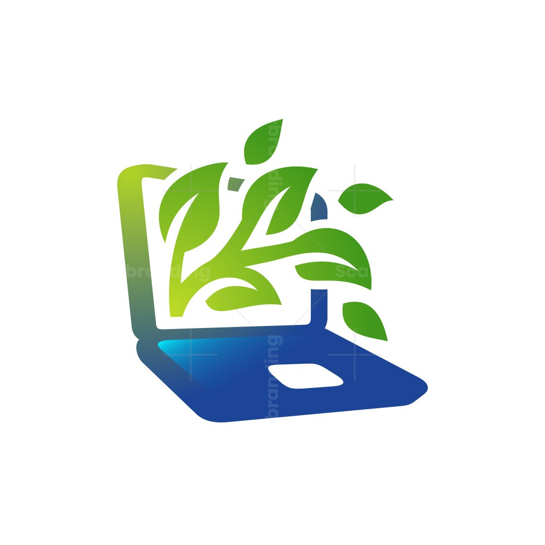 laptop computer leaf tree Logo | Scalebranding