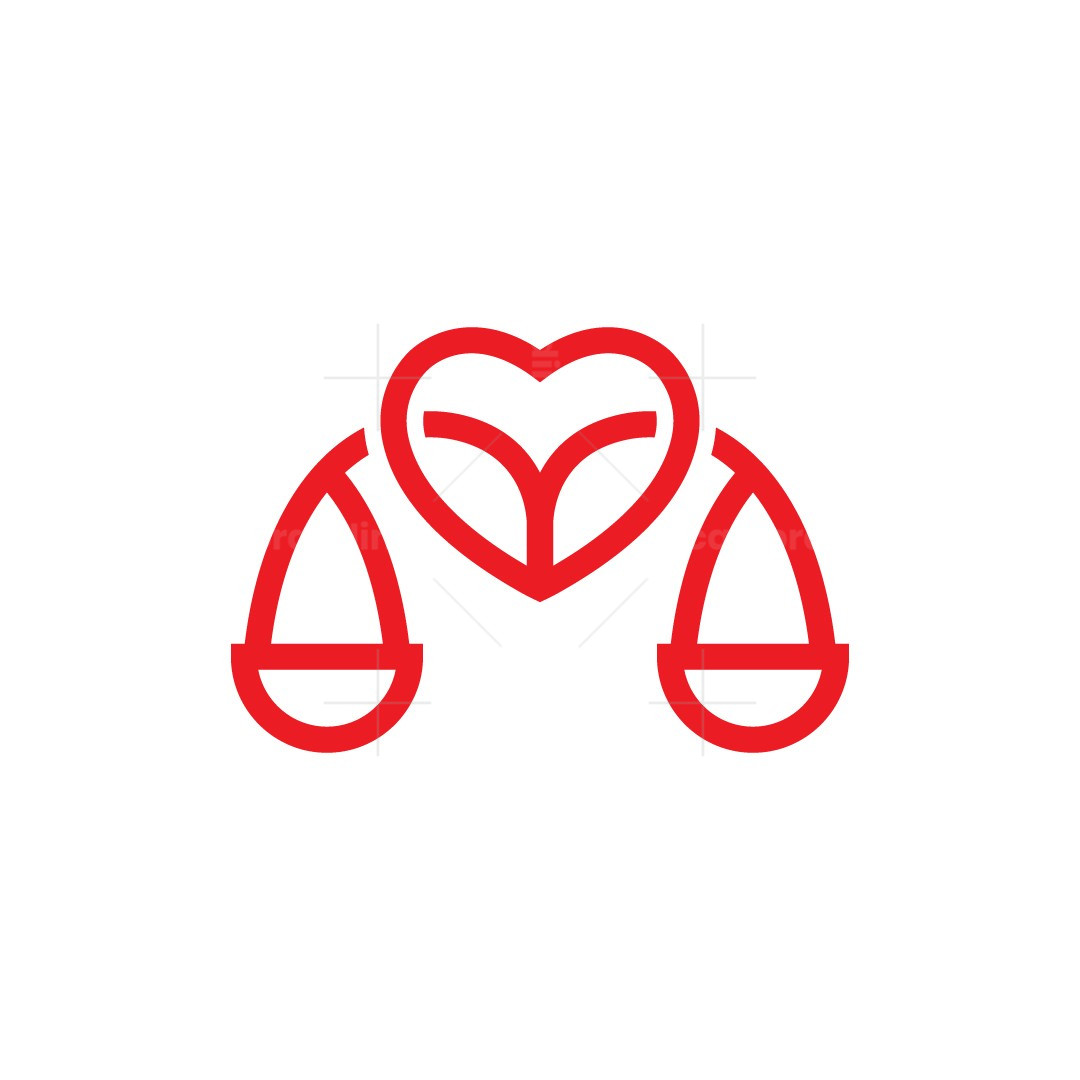 Law Heart Logo Scale of Justice Heart Logo Love Law Logo | Scalebranding
