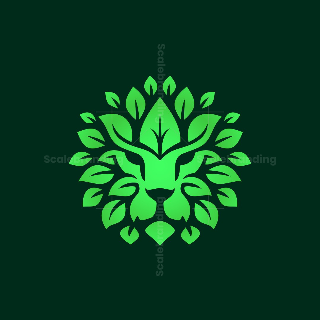 Leaf Lion Head Green Logo | Scalebranding