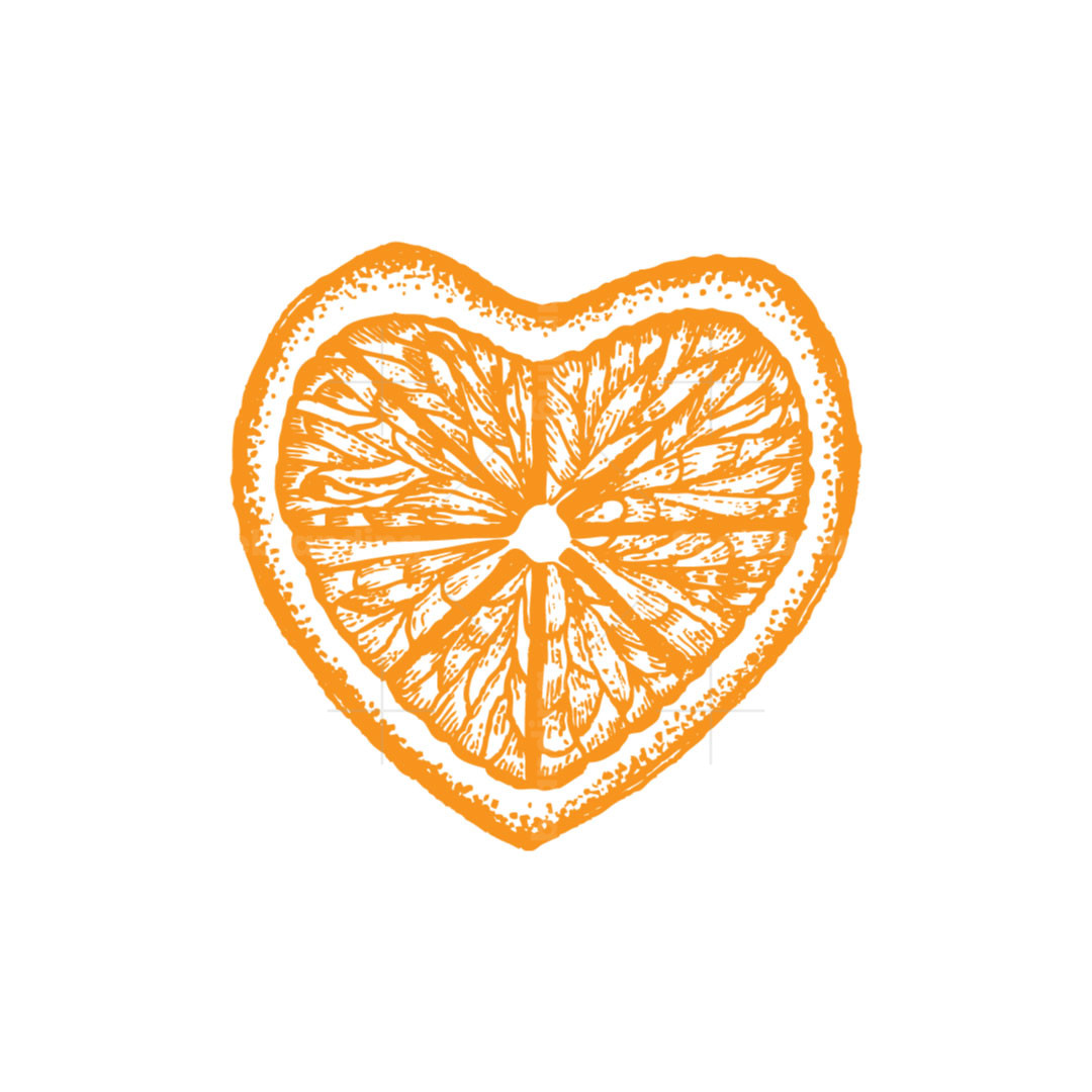 Lemon Or Orange Heart Shape Logo | Scalebranding
