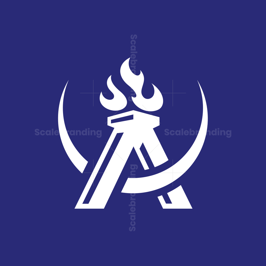 Letter A flame Brazier Blazing Torch logo | Scalebranding