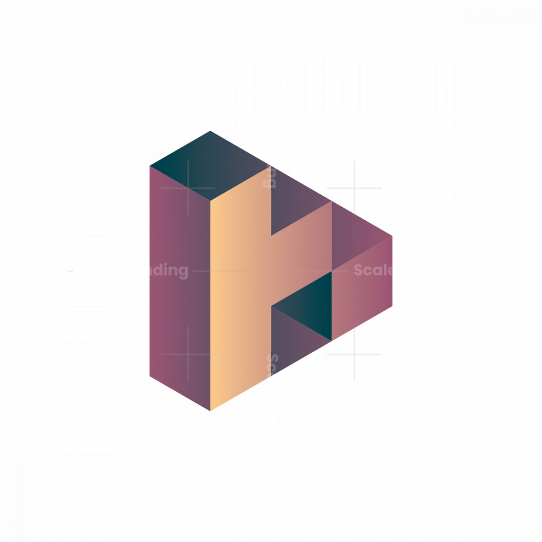 Letter "h" 3D Isometric Pyramid Logo | Scalebranding