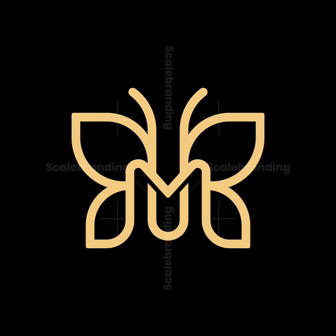 Letter M Alphabet With Butterfly Abc Concept Type As Logo Isolated On