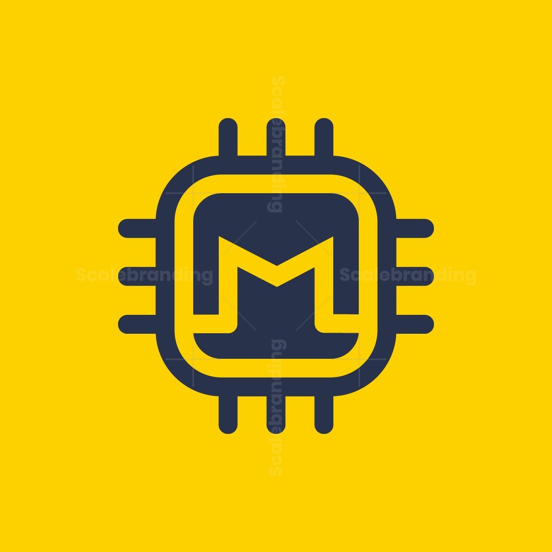 Letter M Chip Technology Logo | Scalebranding