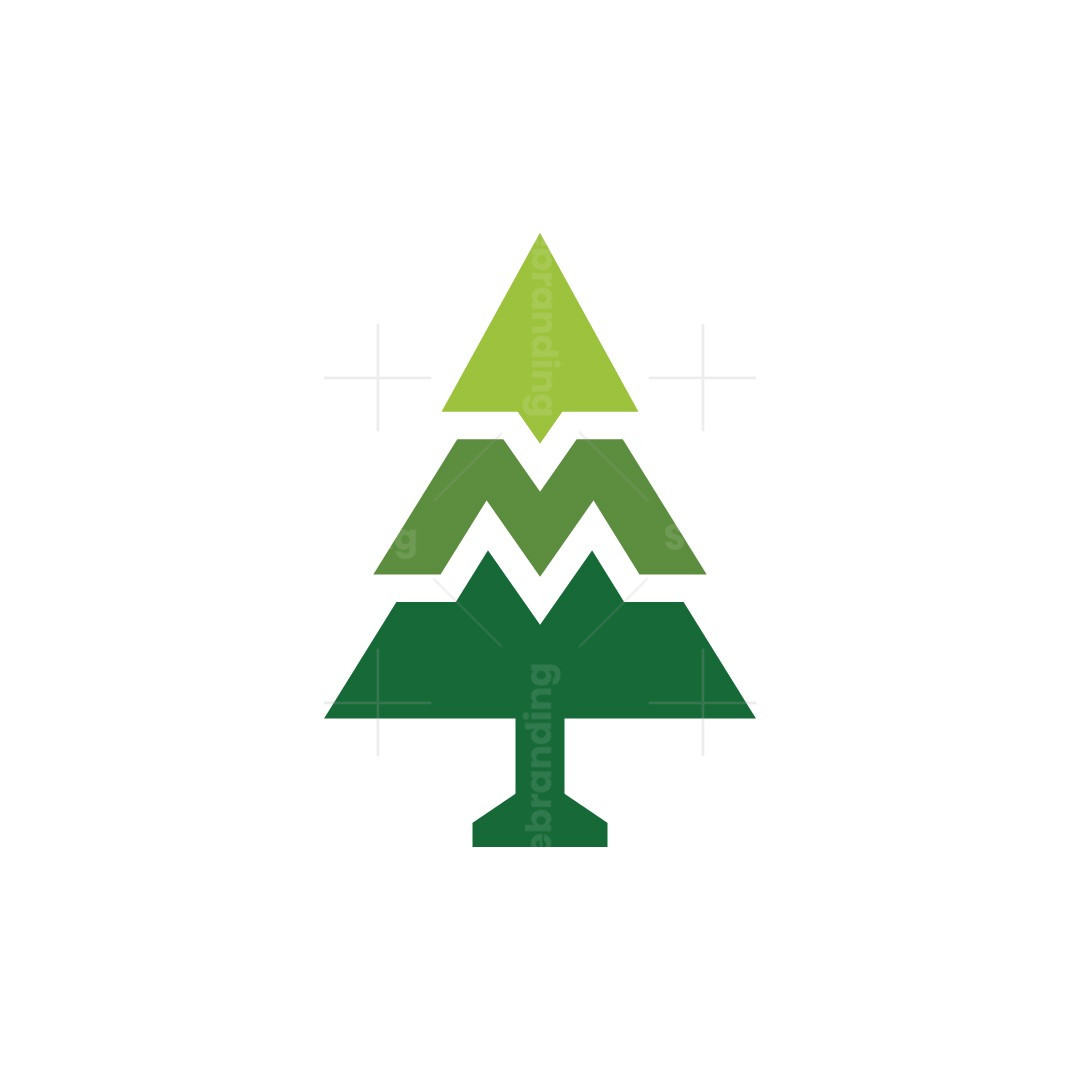 Letter M Pine Tree logo | Scalebranding