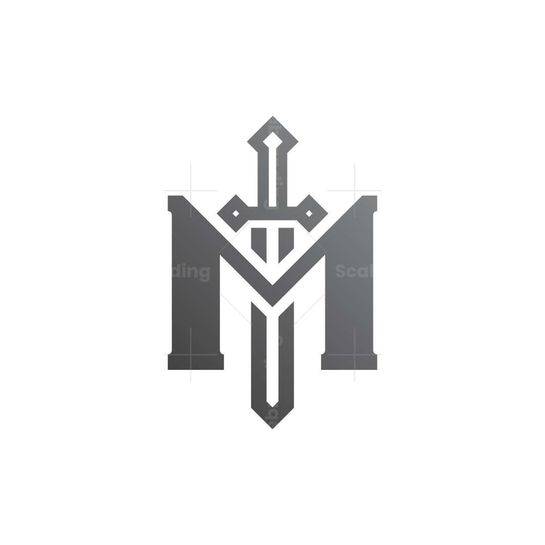 Letter M Sword Logo | Scalebranding