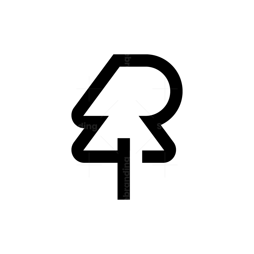 Letter R Tree Monoline Logo | Scalebranding