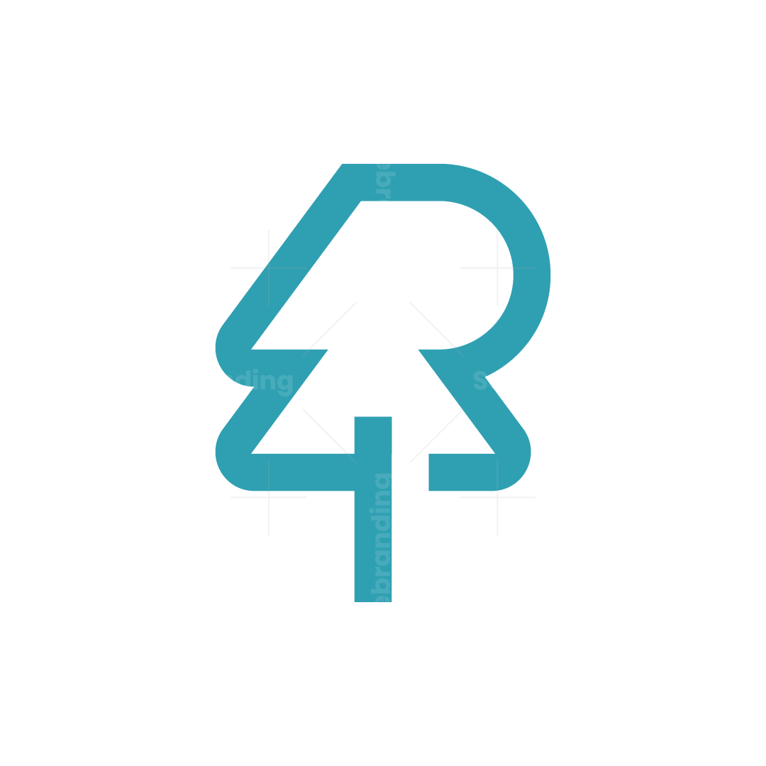 Letter R Tree Monoline Logo | Scalebranding