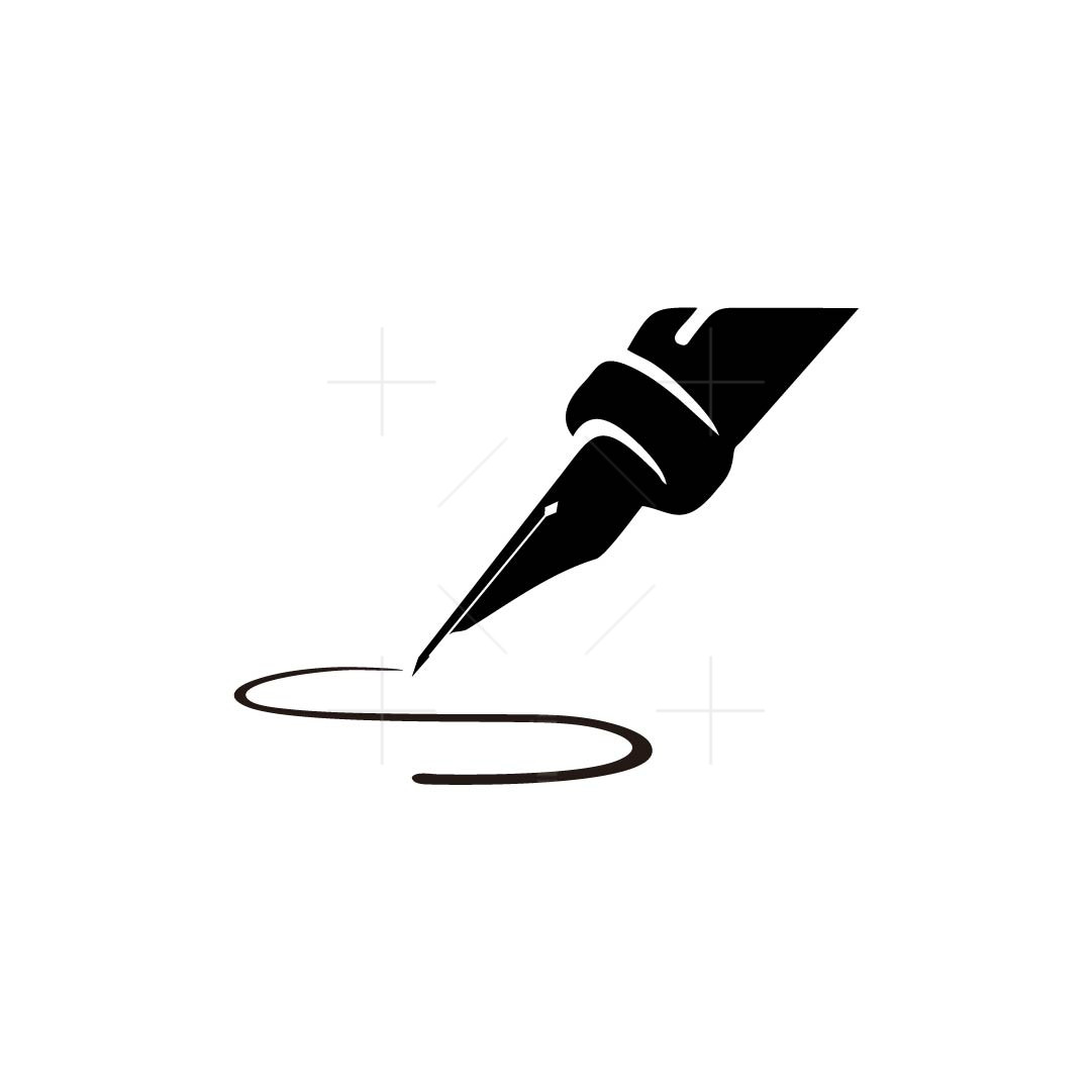 Pen Writing Logo Letter Initial C Pen Copywriting Logo Afbeelding Door