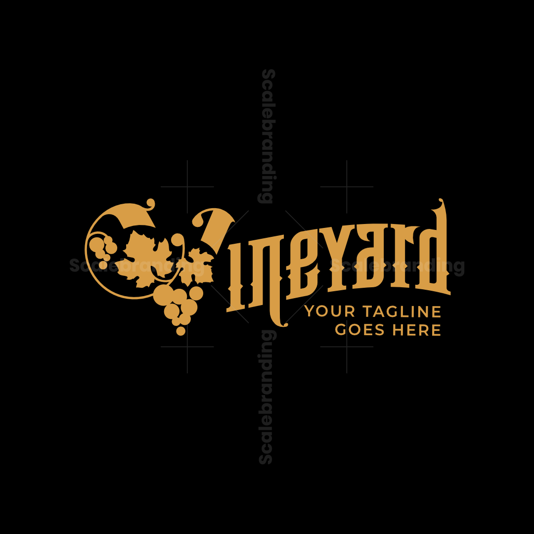 Letter V Grapes and Vine Leaves Monogram Logo | Scalebranding