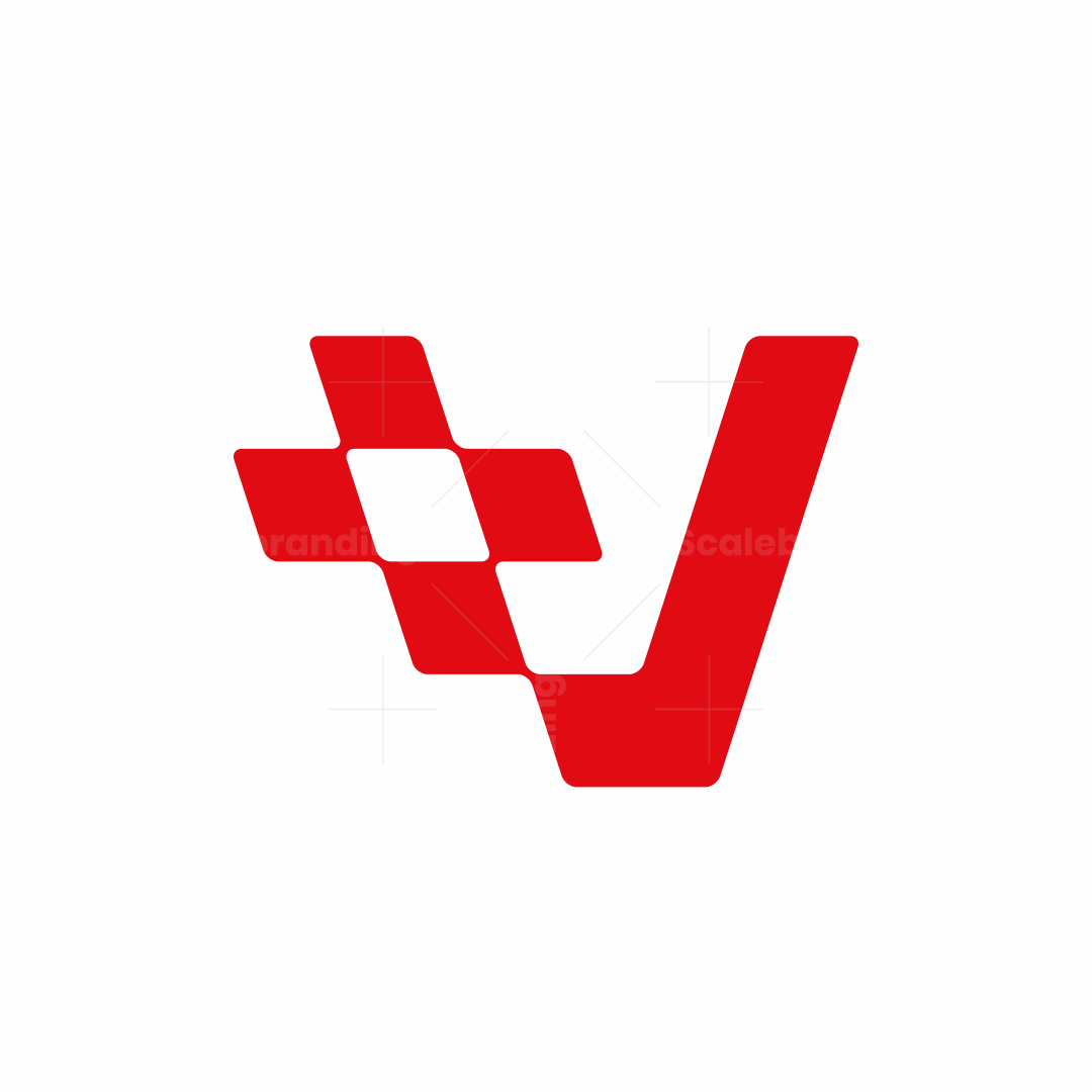 Letter V Racing Flag Plus logo | Scalebranding