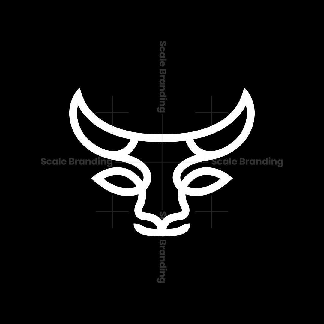 White Simple Bull Logo Minimalist Bull Head Logo Iconic Bull Logo ...