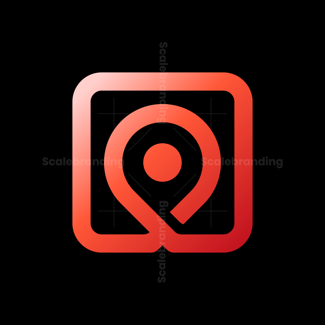 Location Target Inside Square Logo | Scalebranding