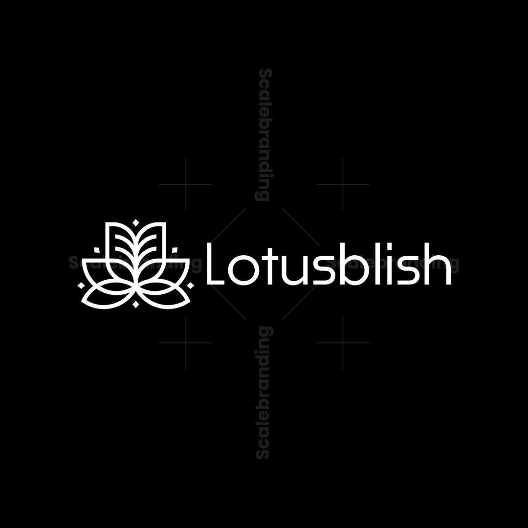Lotus With Book in Outline Logo | Scalebranding