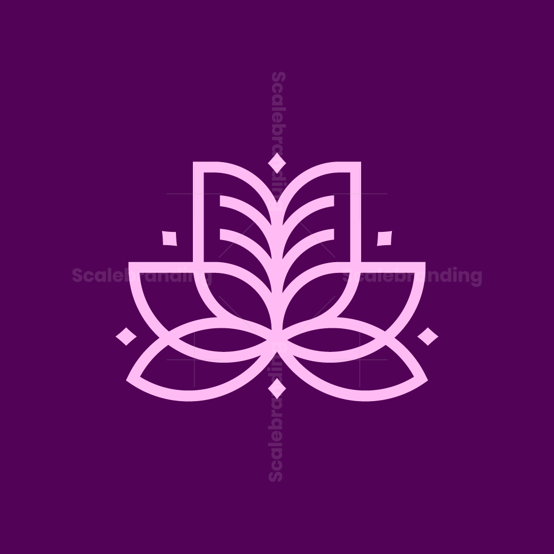 Lotus With Book in Outline Logo | Scalebranding