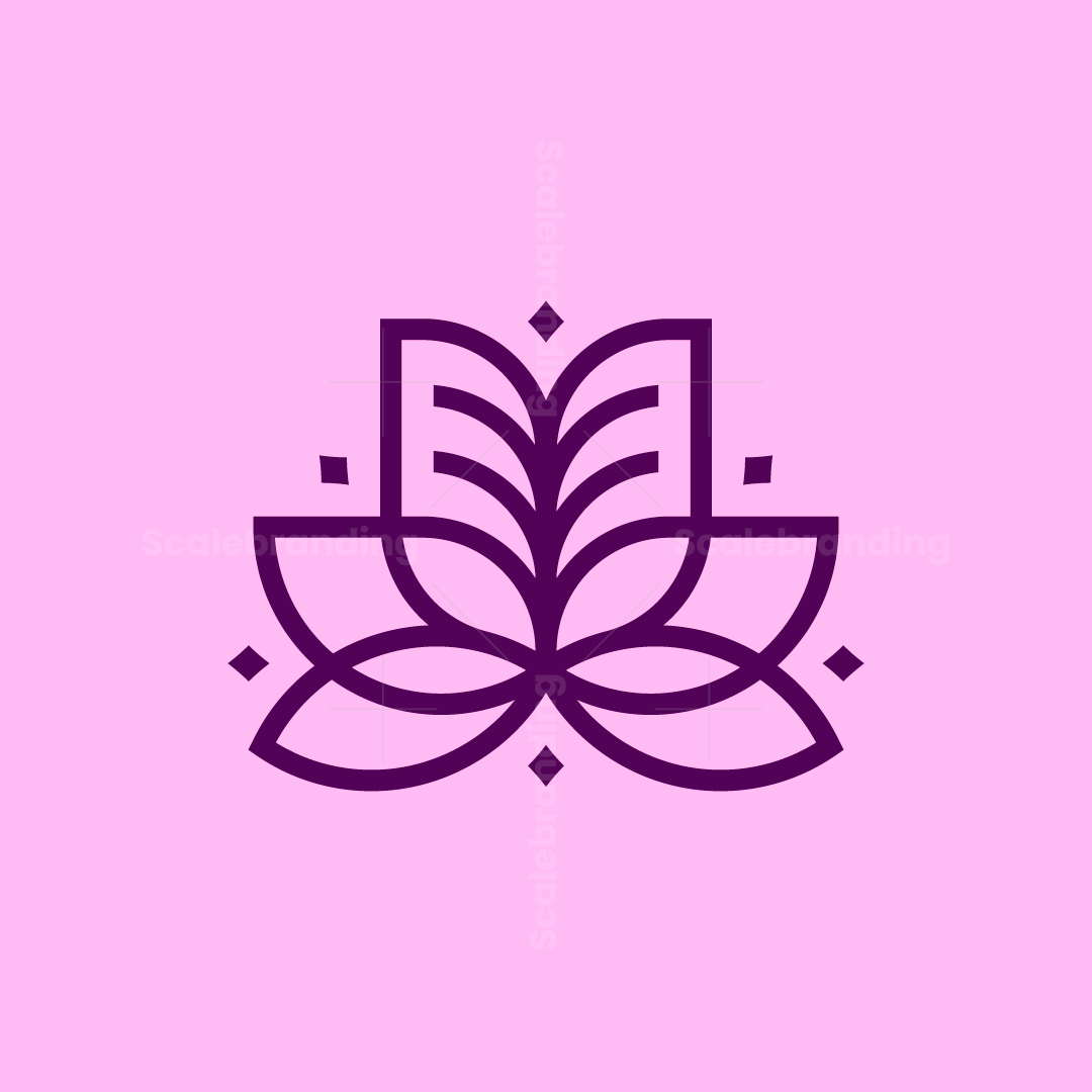 Lotus With Book in Outline Logo | Scalebranding