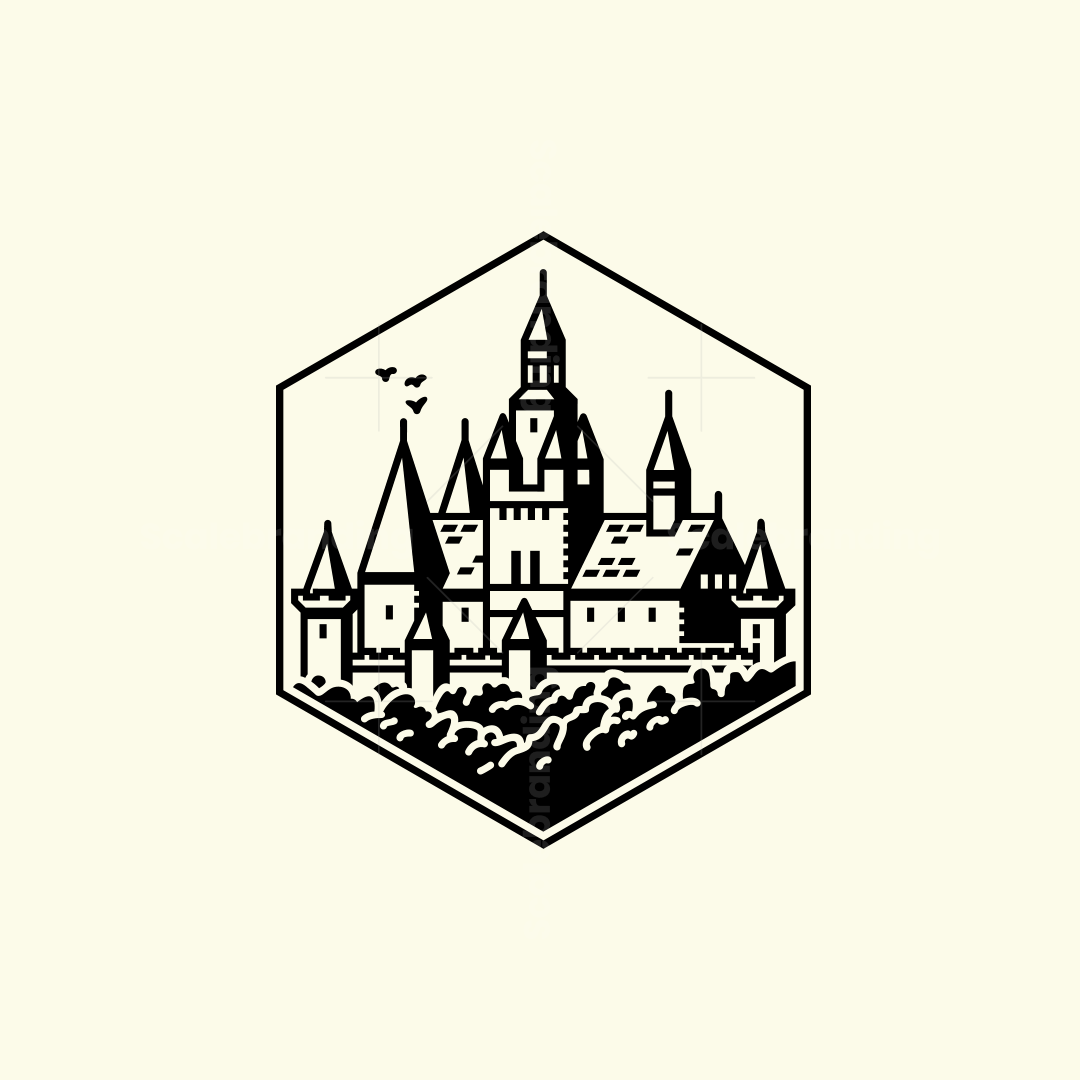 Classic Medieval Castle Flat Detail Hexagon Logo | Scalebranding