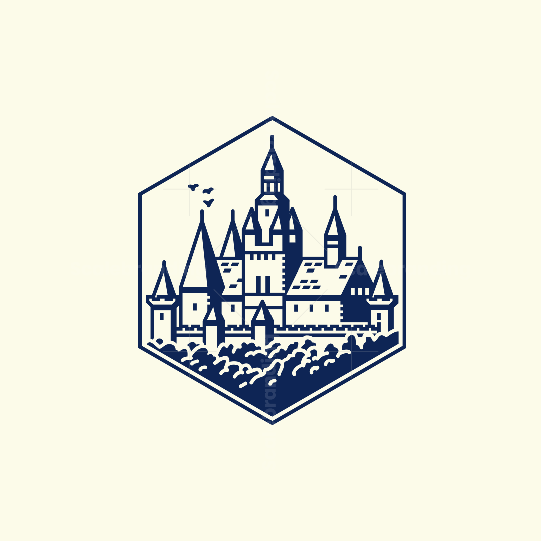 Classic Medieval Castle Flat Detail Hexagon Logo | Scalebranding