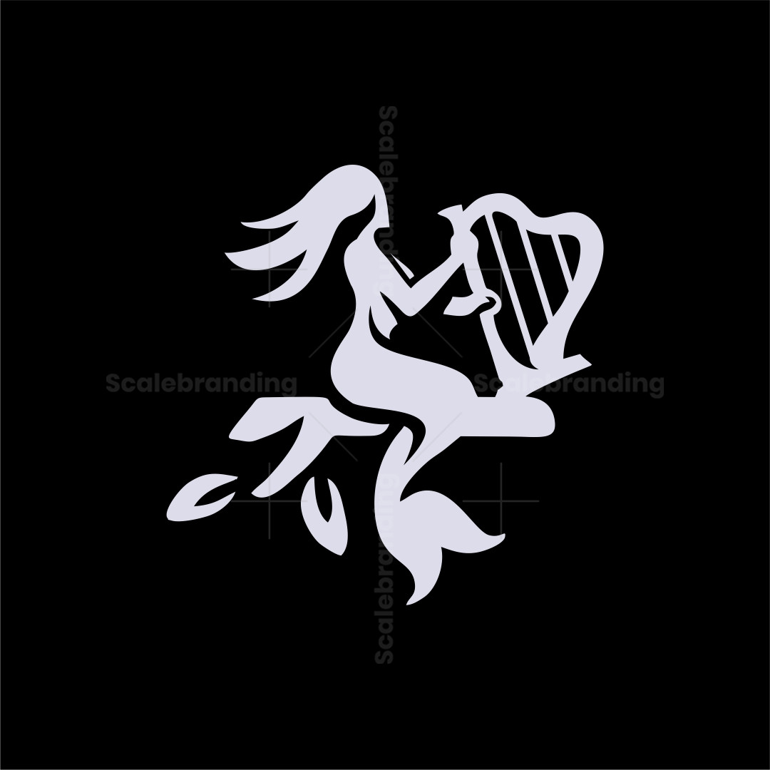 Mermaid with Harp Logo | Scalebranding