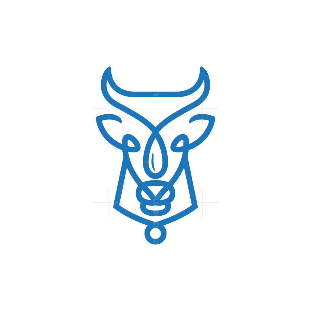 Blue And White Cow Logo