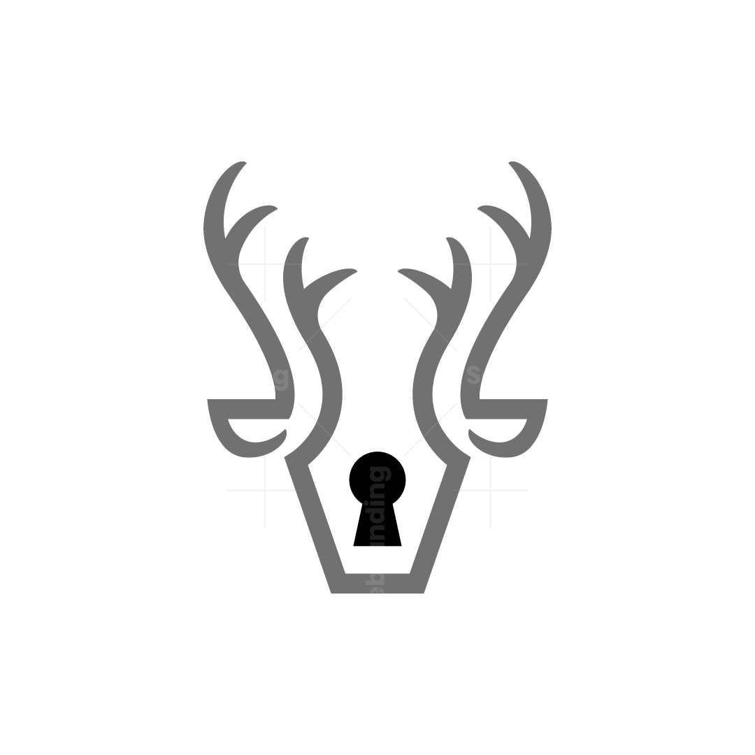 Minimal Lock Deer Antler Logo | Scalebranding