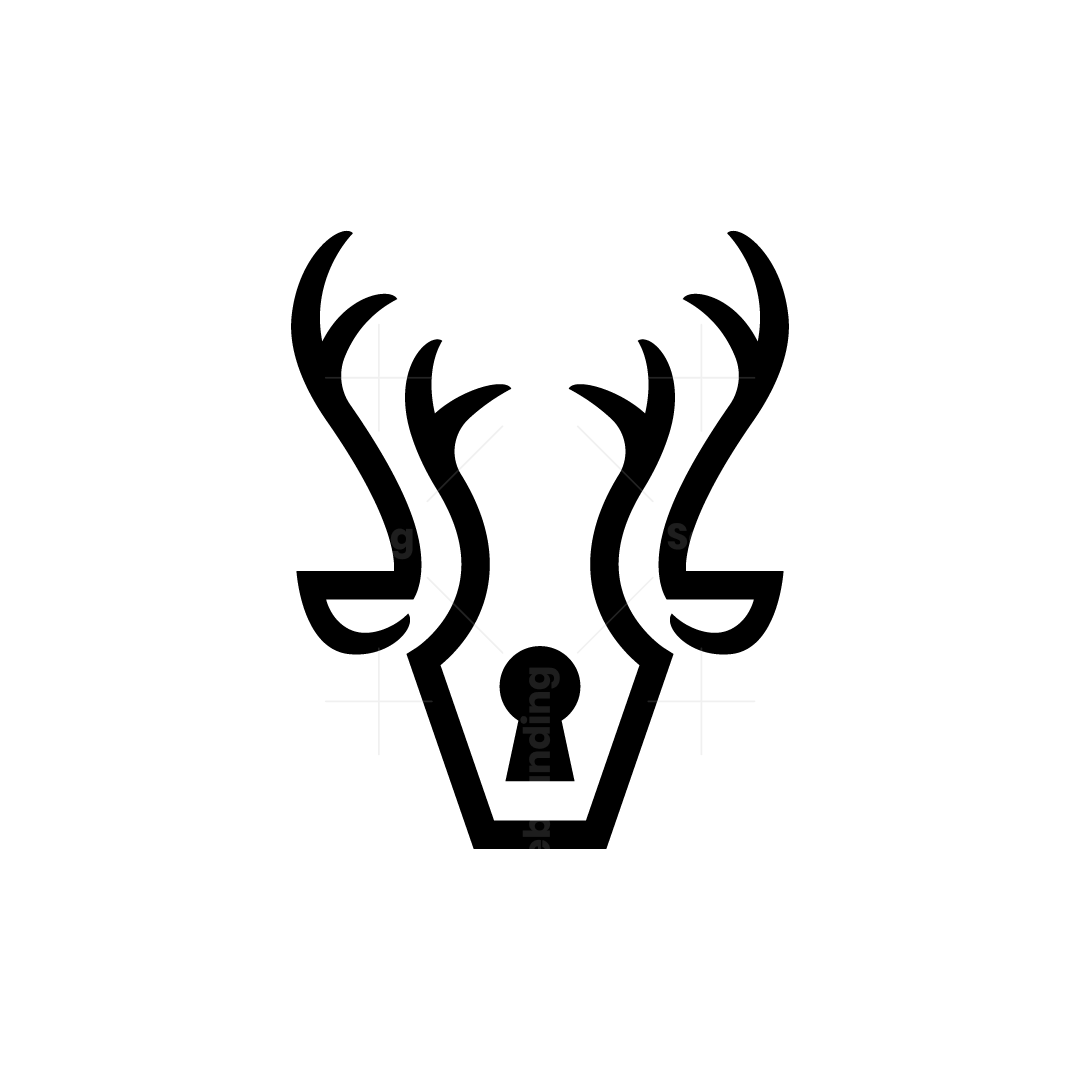 Minimal Lock Deer Antler Logo | Scalebranding