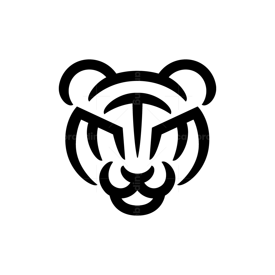 Minimal Tiger Head Stripes Logo | Scalebranding