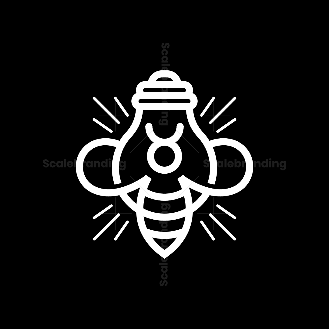 Modern Bee With Bulb Logo | Scalebranding