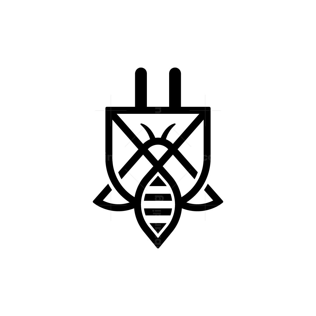 Modern Bee With Plug Logo | Scalebranding