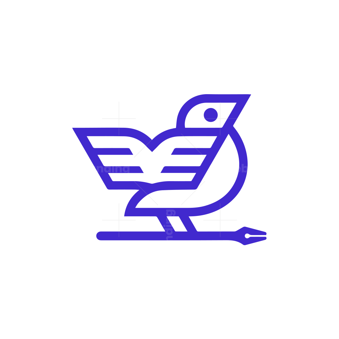 modern bird holding a book and a pen logo | Scalebranding