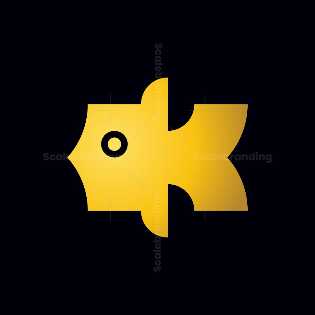 Modern Golden Fish Letter K Logo | Scalebranding