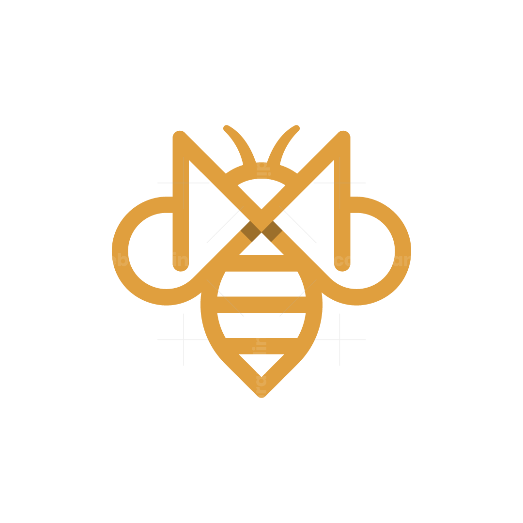 Modern Outline Letter M With Bee Logo | Scalebranding