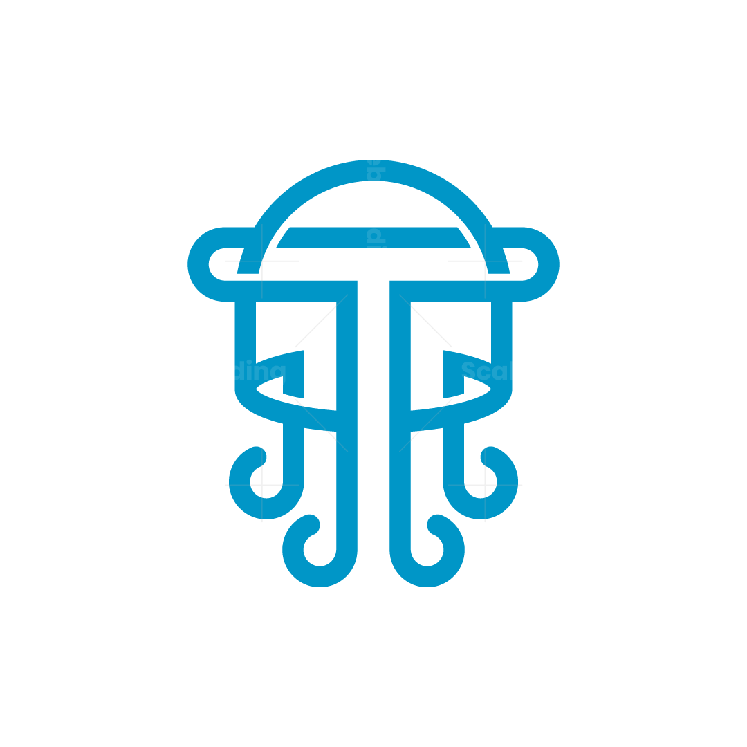 Modern Letter T Jellyfish Logo | Scalebranding