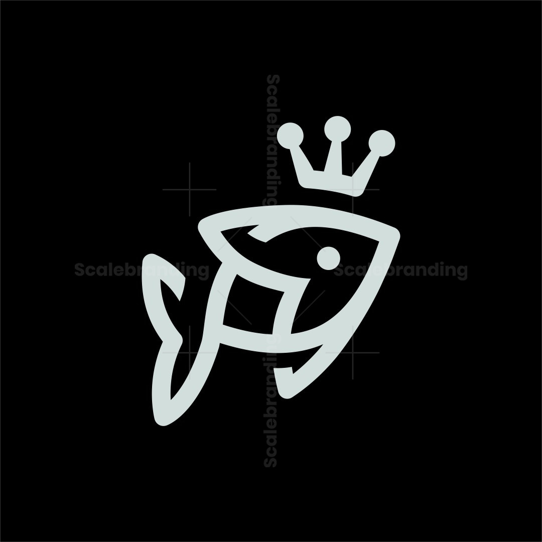 Modern Line Fish Crown Logo | Scalebranding