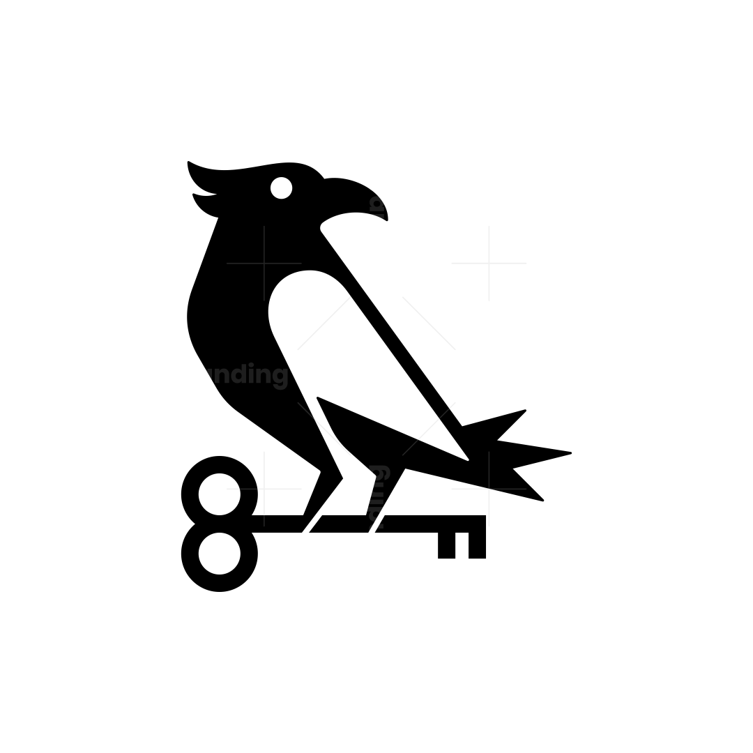 Modern Raven Bird Holding A Key Logo | Scalebranding
