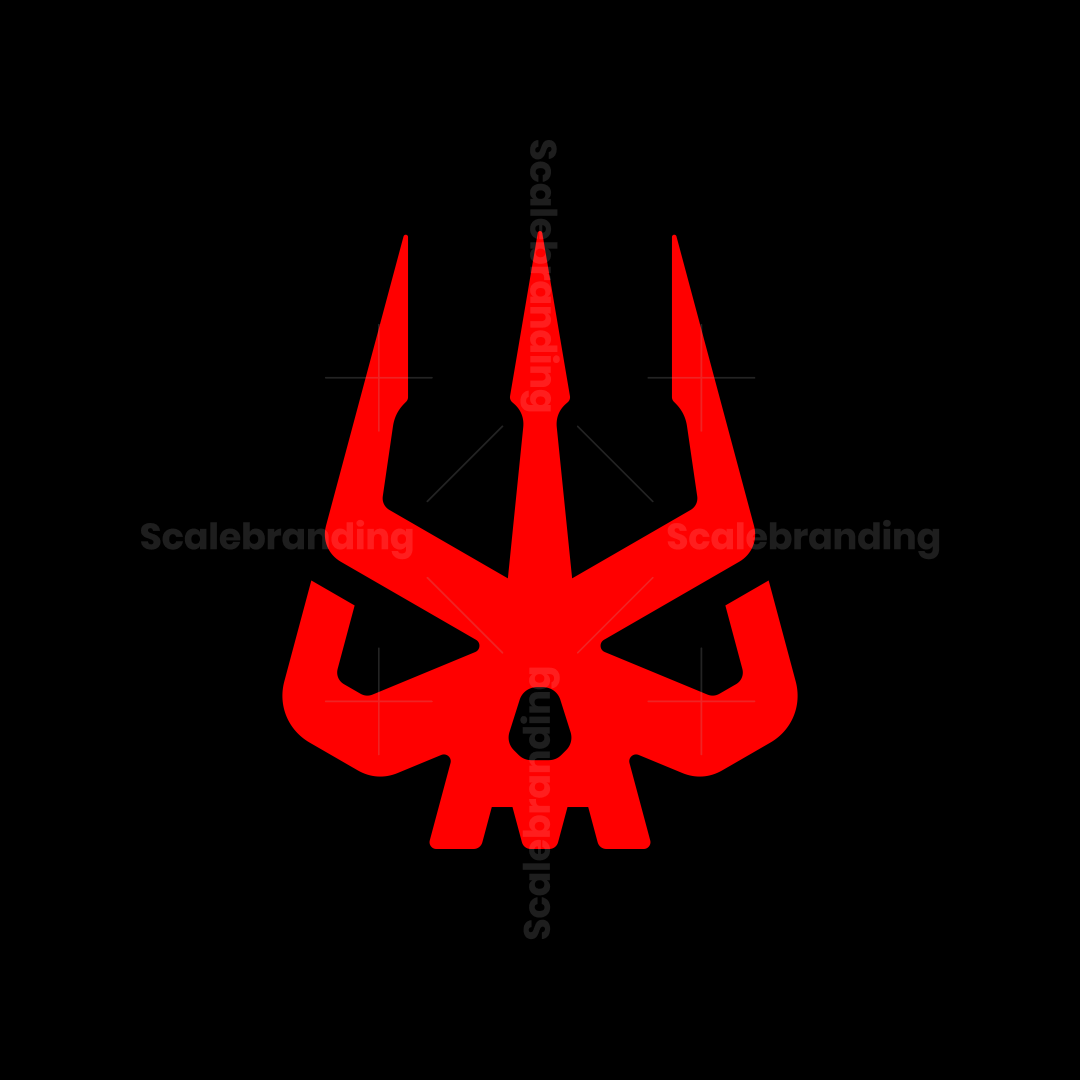 Iconic Modern Trident Skull Head Logo | Scalebranding