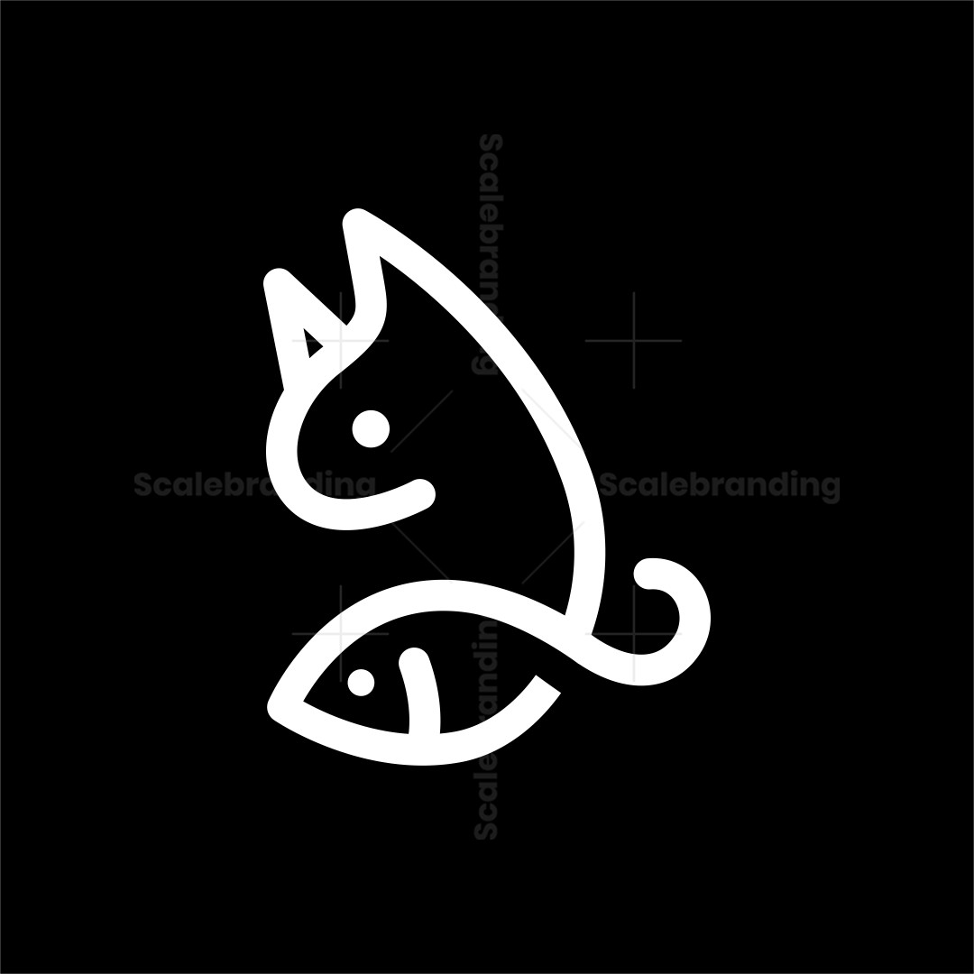 Monoline Cat & Fish Logo | Scalebranding