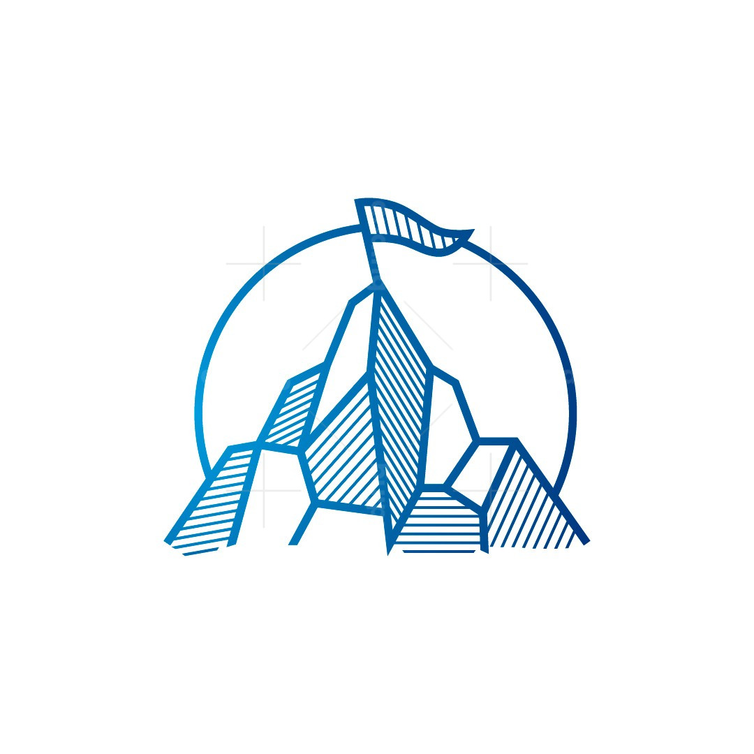 Flag Mountain Logo Ideas Waving Flag With Iron Mountain Logo. Editoial