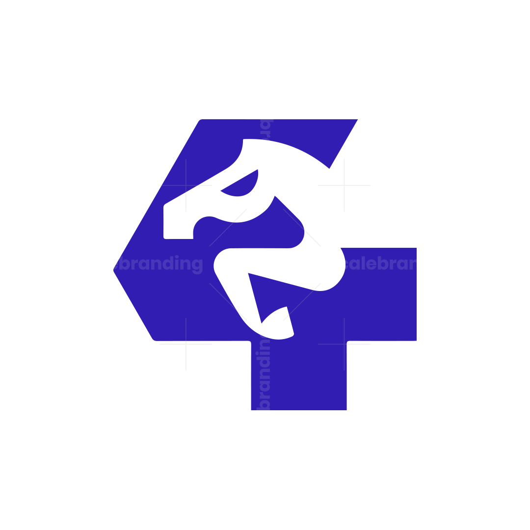 negative space number four horse logo | Scalebranding