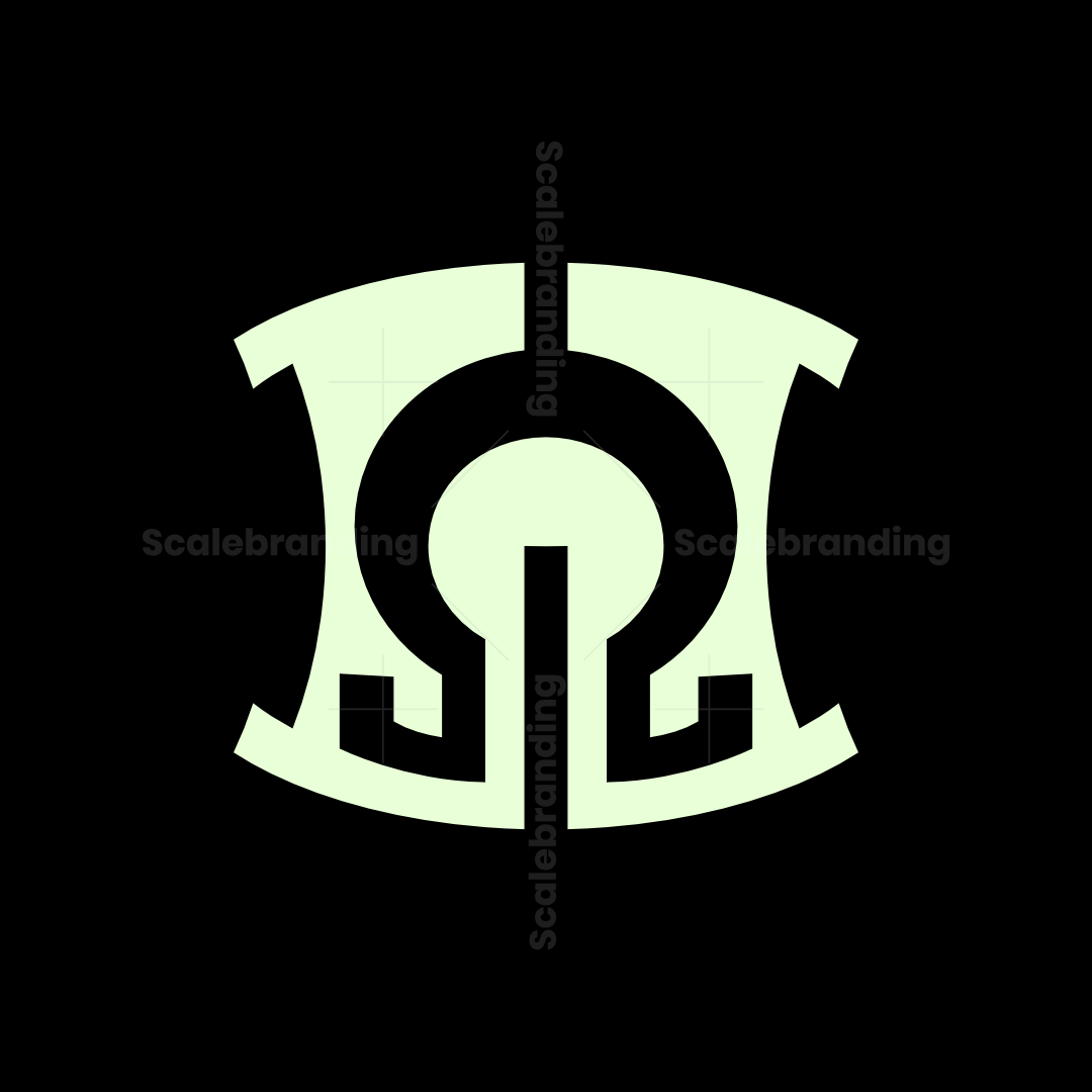 Negative space omega letter H logo | Scalebranding