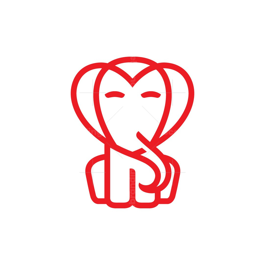 Olifant Logo Sitting Cute Elephant Logo Red Elephant Logo | Scalebranding