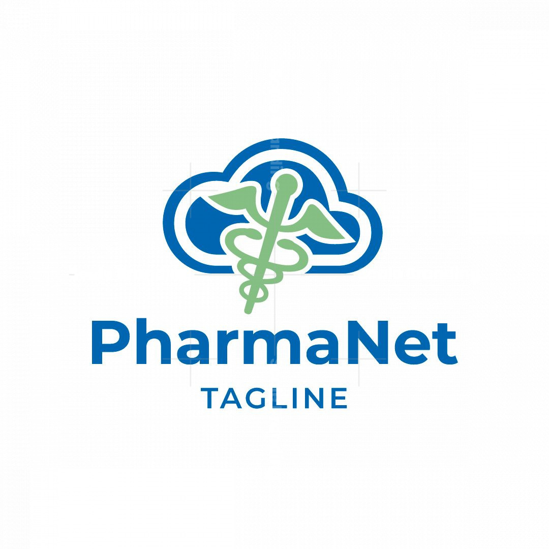 Pharma Net Online Medical Cloud Healthcare Caduceus Logo | Scalebranding